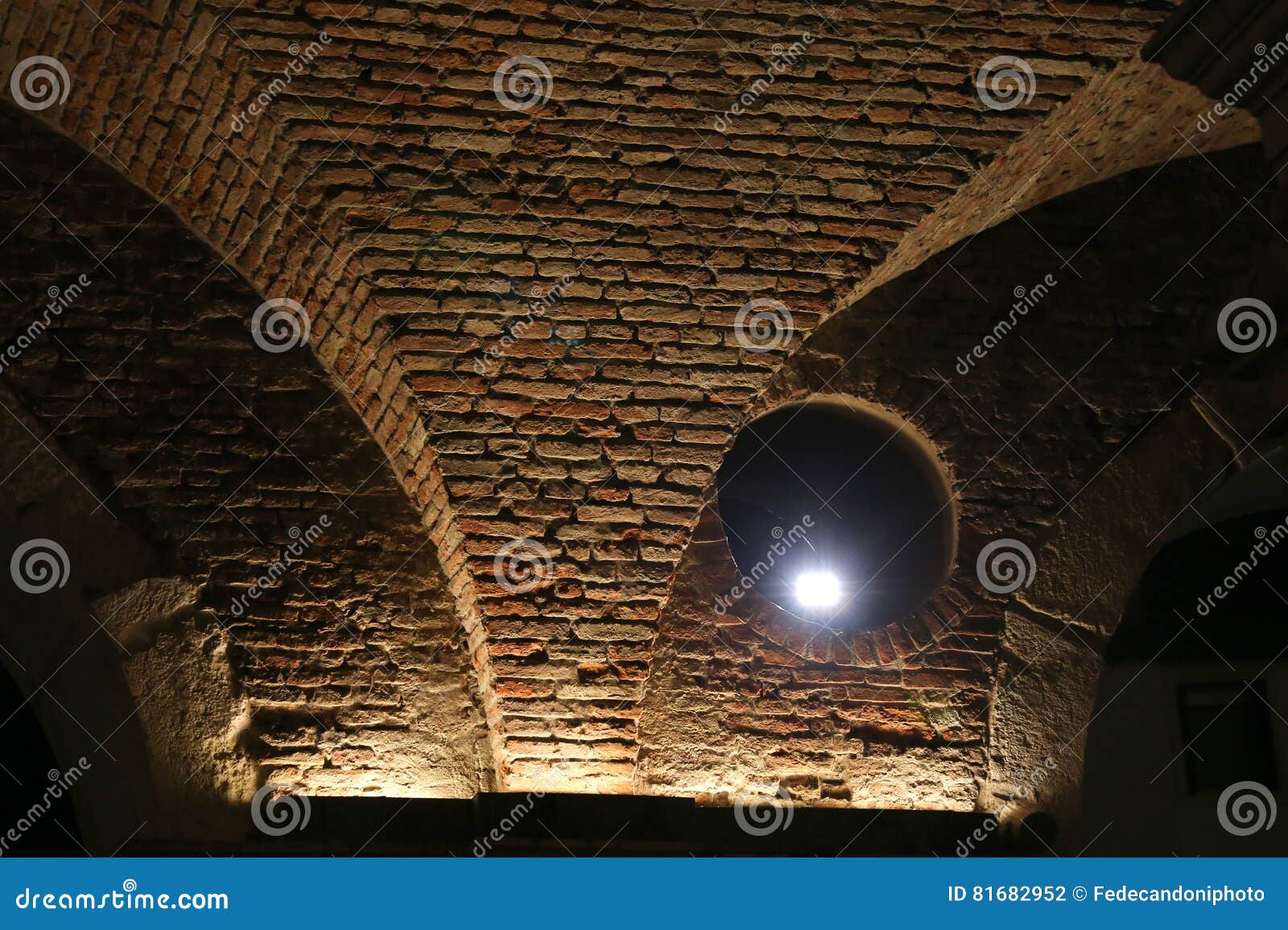 Arches with Bricks of the Historic Building at Night Stock Photo ...