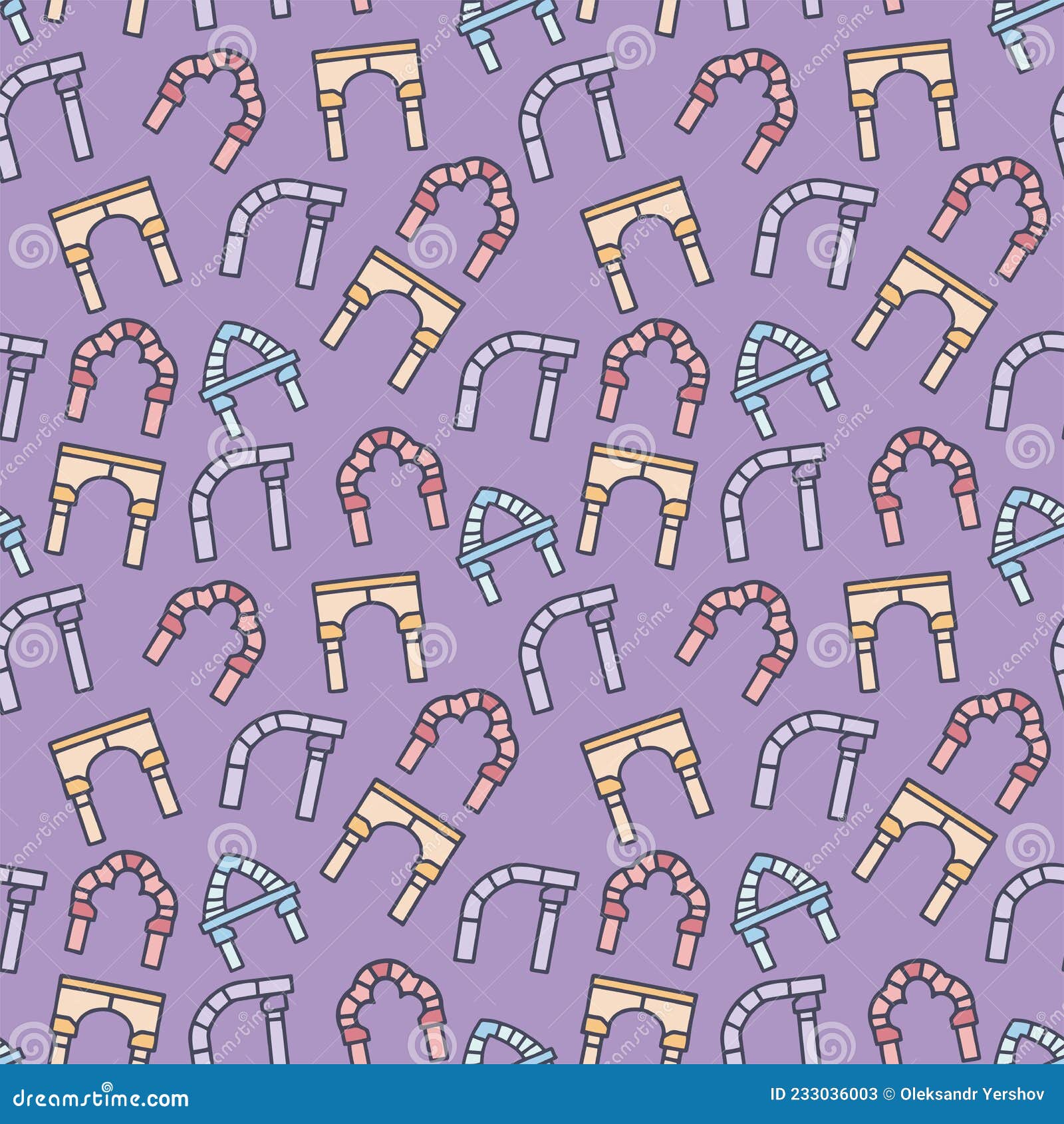 Arches Color Vector Doodle Simple Seamless Pattern Stock Vector ...