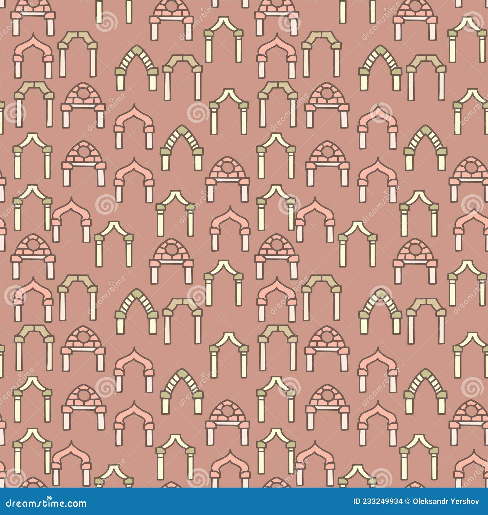 Arches Color Vector Doodle Simple Seamless Pattern Stock Vector ...