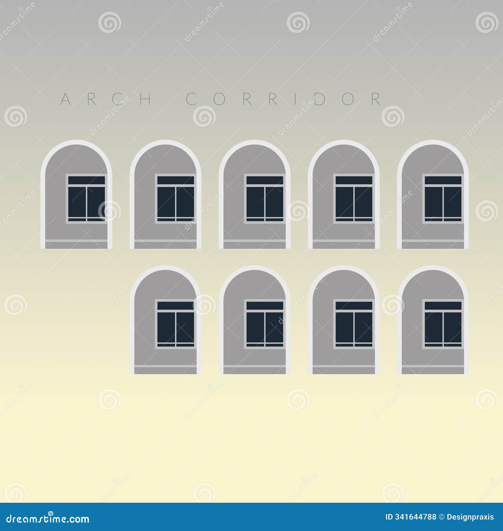 Arches in the Corridor - Abstract Composition - Stock Illustration ...