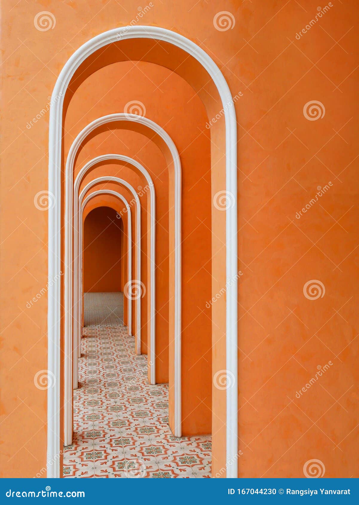 Arches Corridor with Repetitive Doors Stock Photo - Image of arcade ...