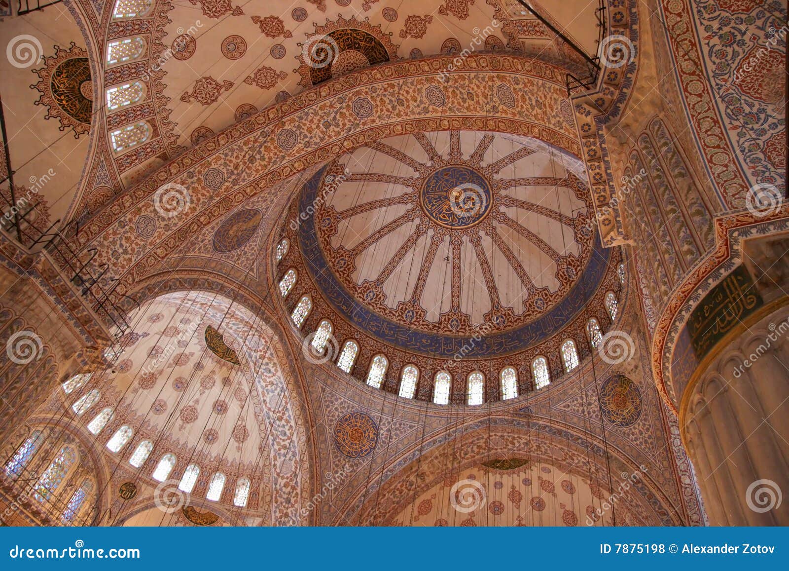Arches and Domes of Blue Mosque with Islamic Patterns, Istanbul, Turkey ...