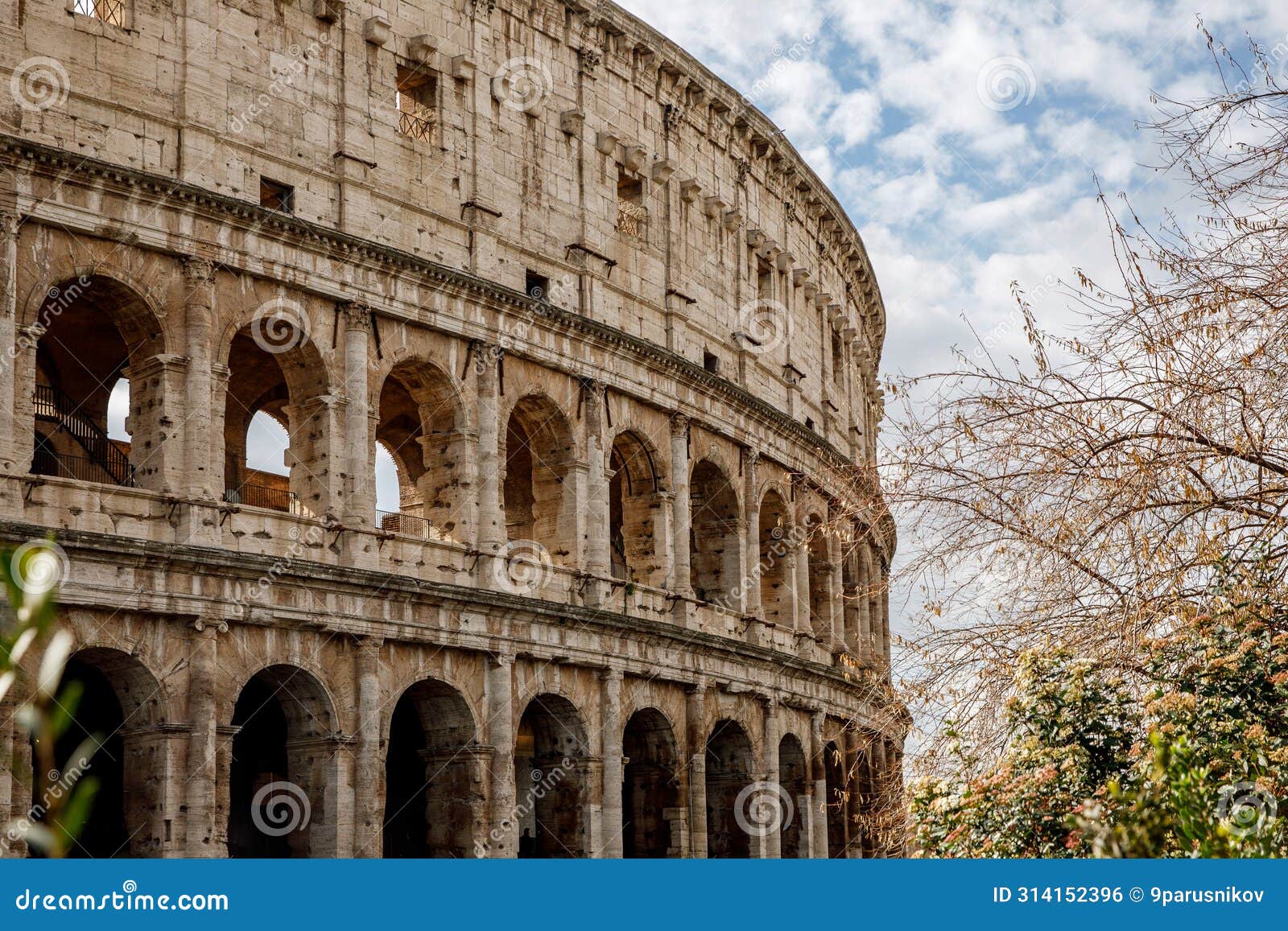 Arches on the Facade of the Roman Colosseum in Spring Stock Photo ...