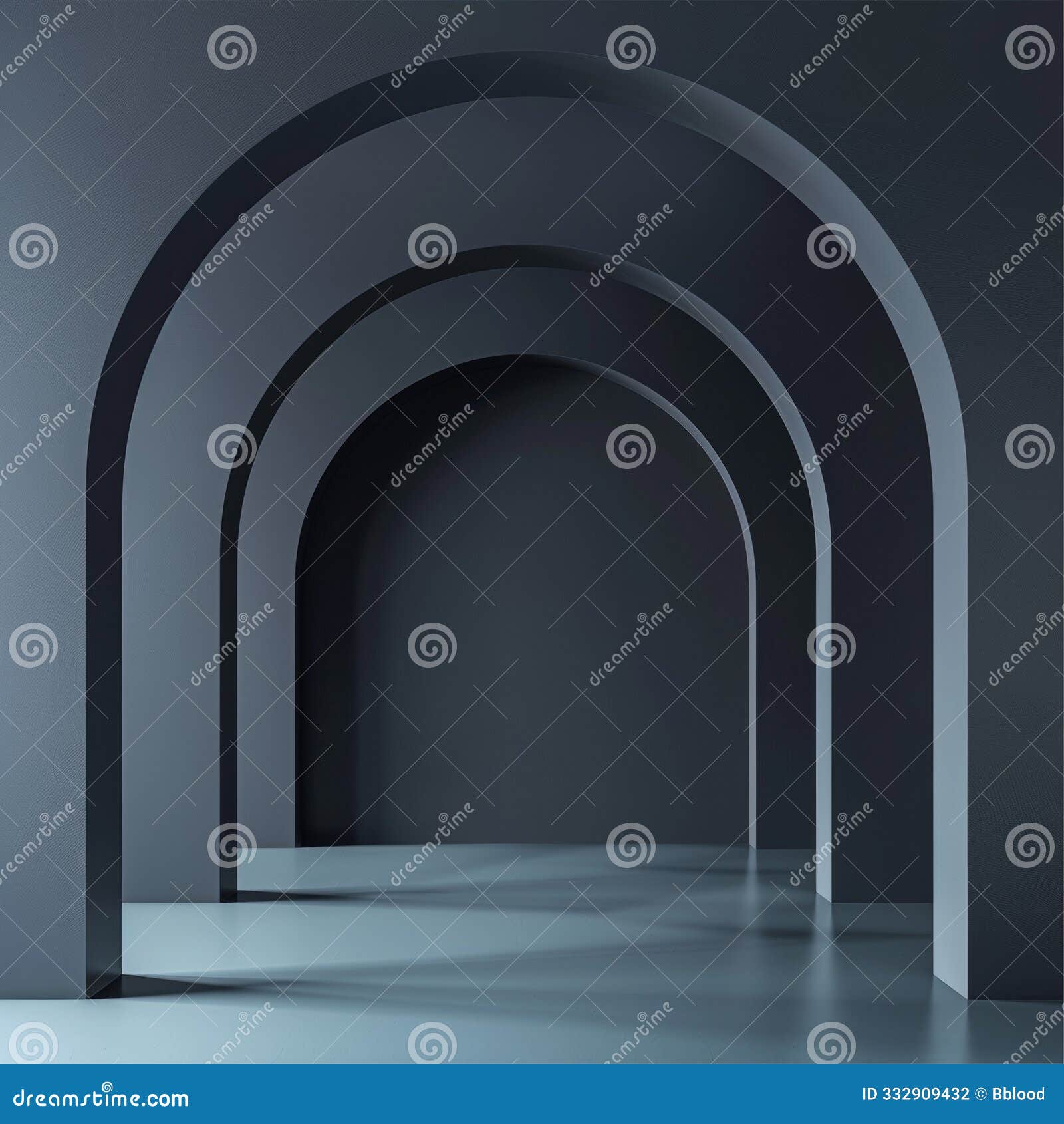 Surreal Sequence of Arches in a Dim Corridor Stock Photo - Image of ...