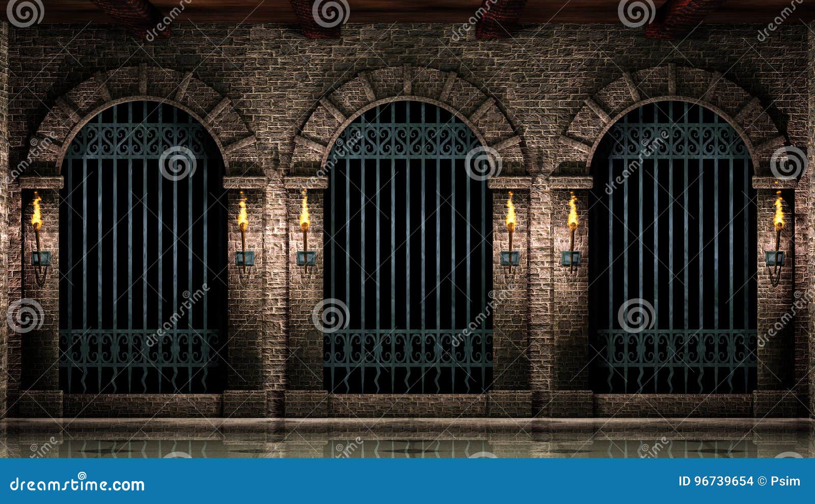 Arches and iron railings stock illustration. Illustration of clipping ...