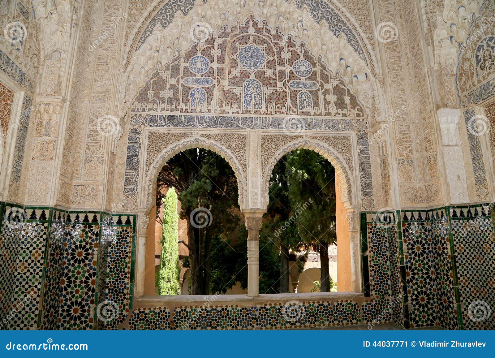 Arches in Islamic (Moorish) Style in Alhambra, Granada, Spain Stock ...