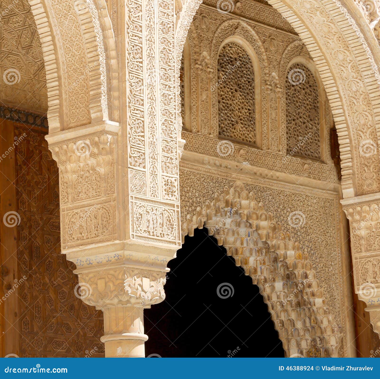 Arches in Islamic (Moorish) Style in Alhambra, Granada, Spain Stock ...