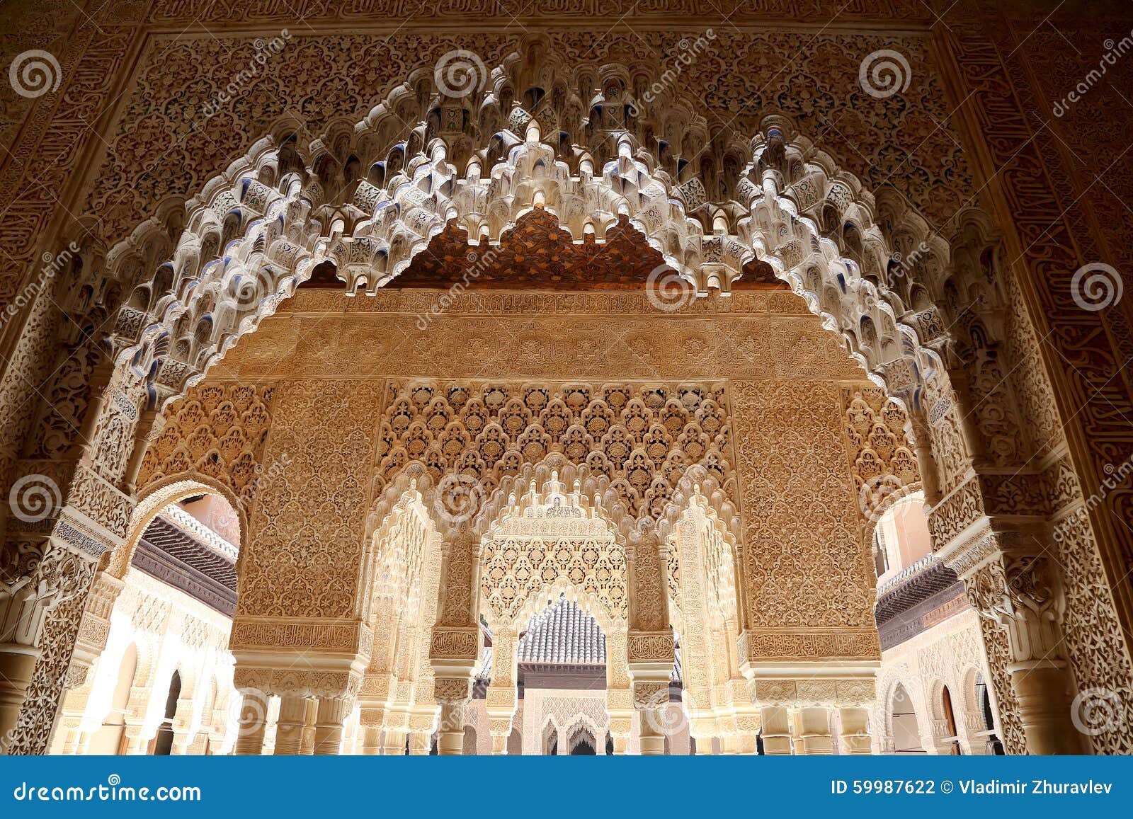 Arches in Islamic (Moorish) Style in Alhambra, Granada, Spain Stock ...