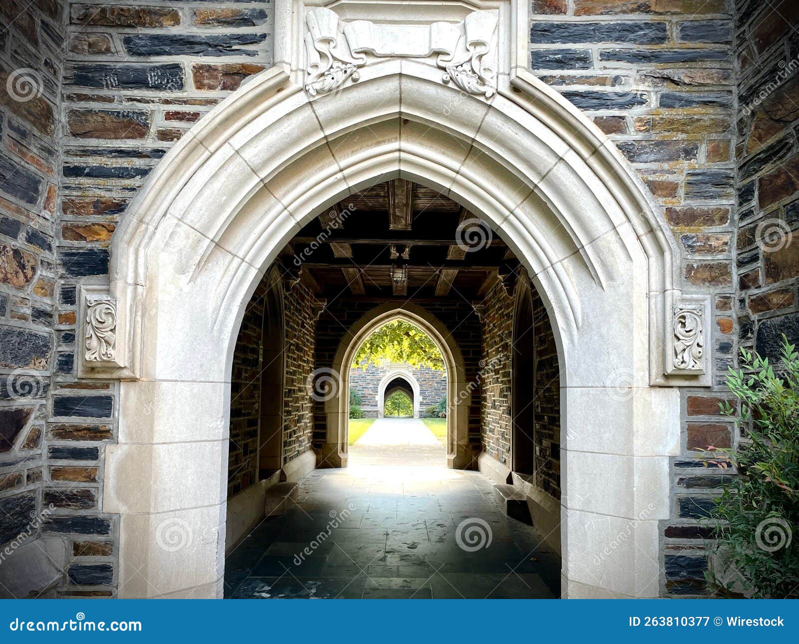 Arches Lined Up in a Stone Wall Stock Image - Image of street, alley ...