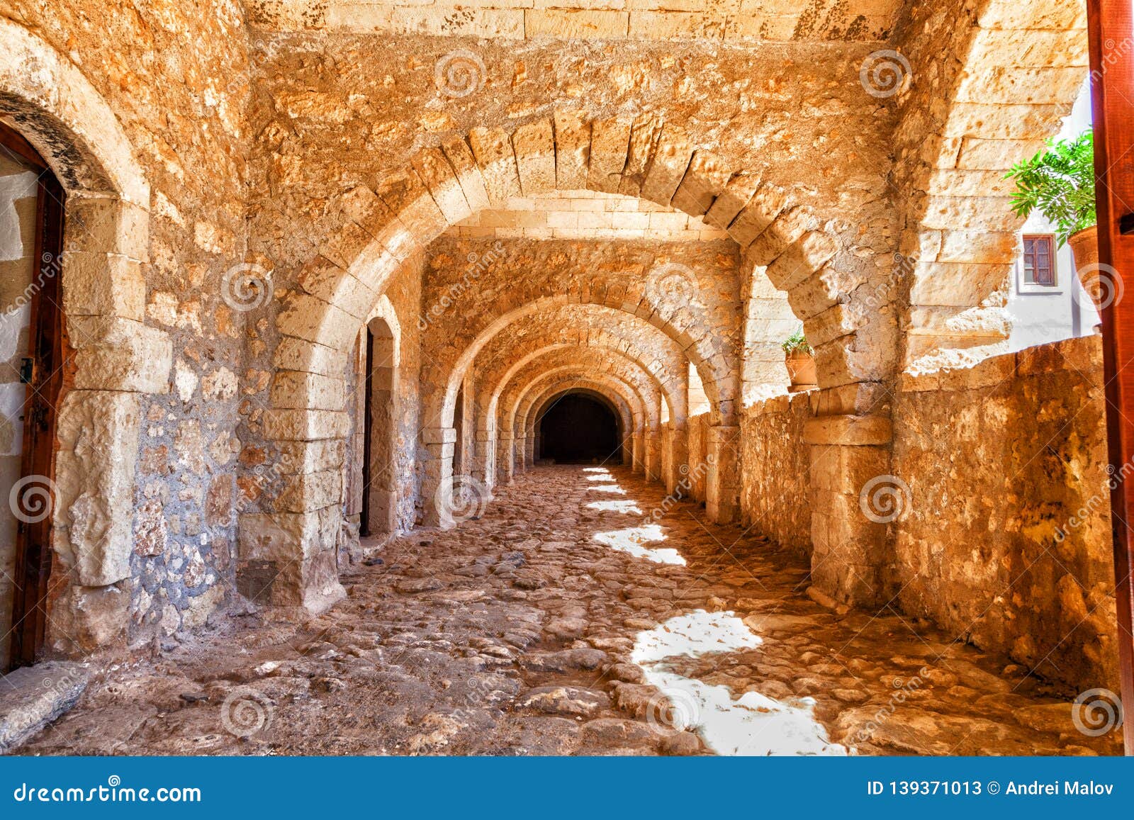 Arches of Long Niche. Arkadi Monastery - Crete Stock Image - Image of ...