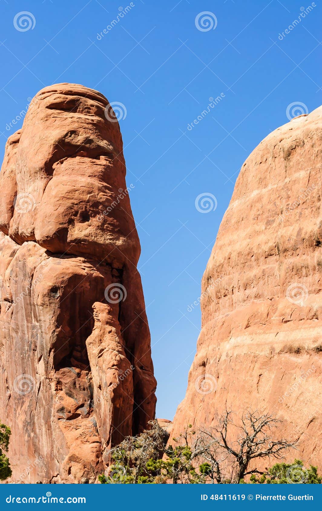 Arches National Park Boulder Stock Image - Image of sandstone, blue ...