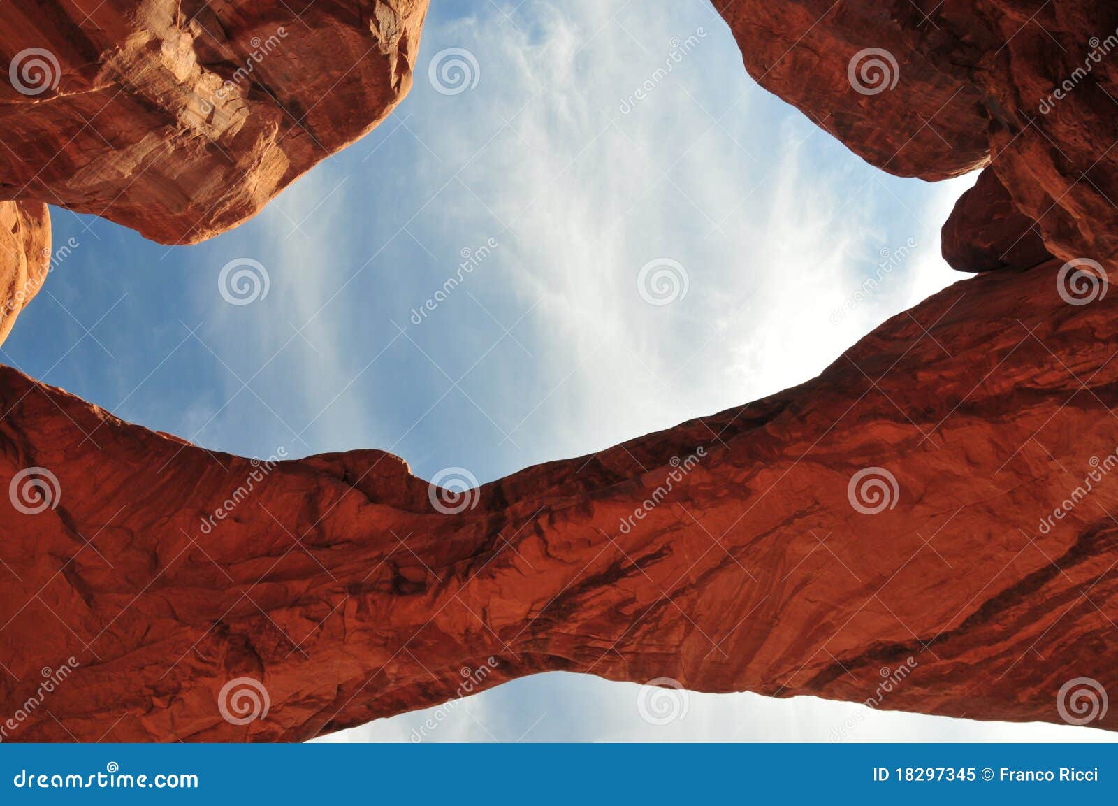 Arches National Park - Under the Double Arch Stock Image - Image of ...