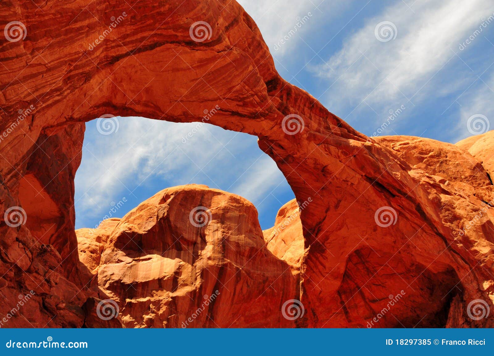 Arches National Park - Under the Double Arch Stock Image - Image of ...