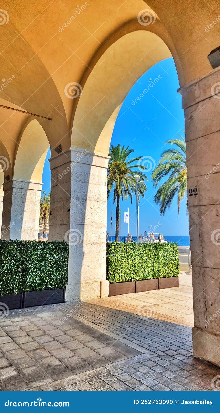 Arches and Palmtrees in Nice France Stock Image - Image of tourism ...