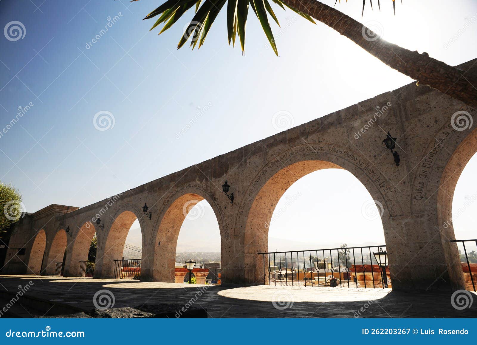 The Arches Of Yanahuara Plaza And Misti Volcano On Background ...