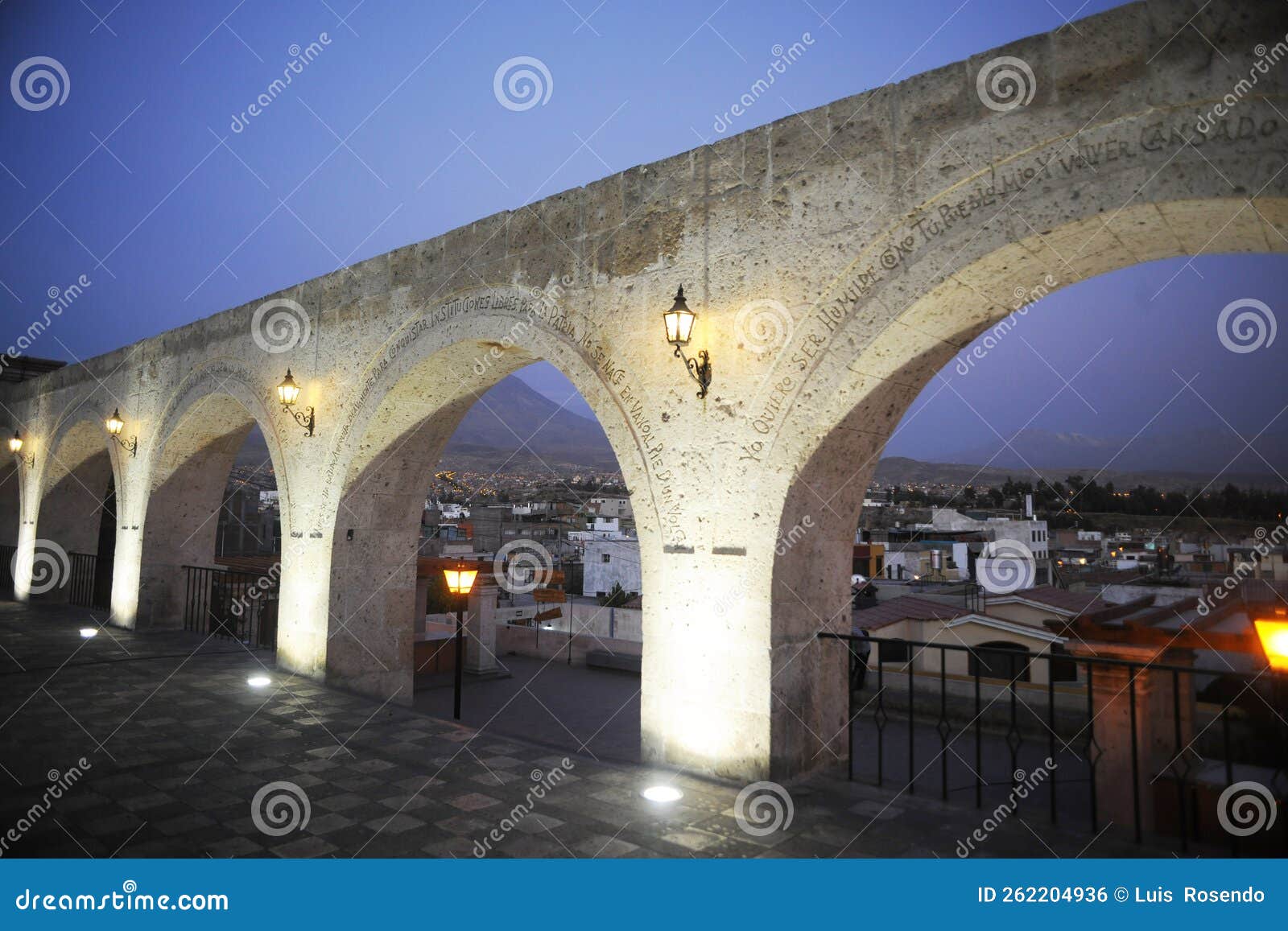 The Arches of Plaza Yanahuara and the Misti Volcano in the Background ...