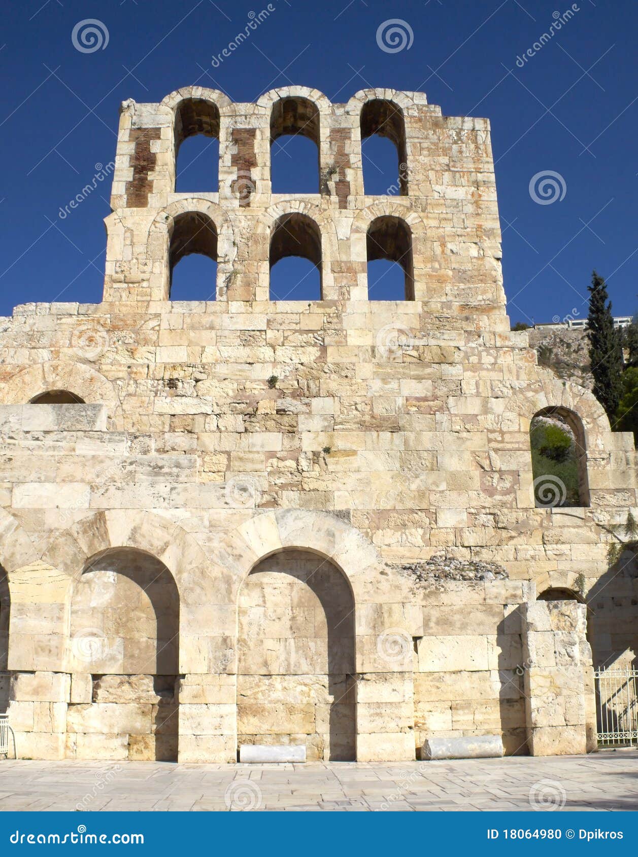 Arches of the Roman Theater Under Acropolis Stock Photo - Image of ...