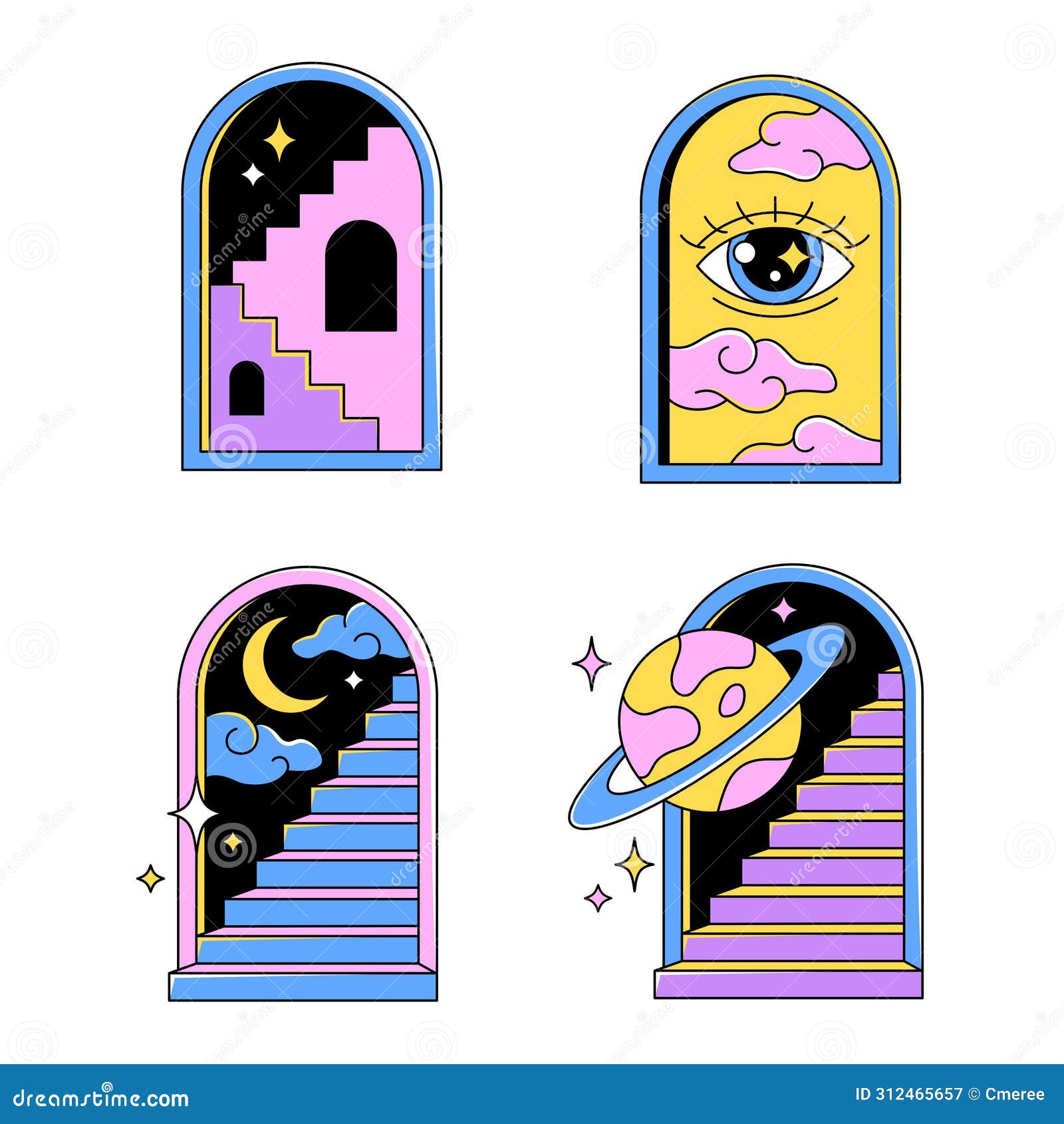 Arches with Stairs, Contemporary Arch Doors, Windows Stock Vector ...