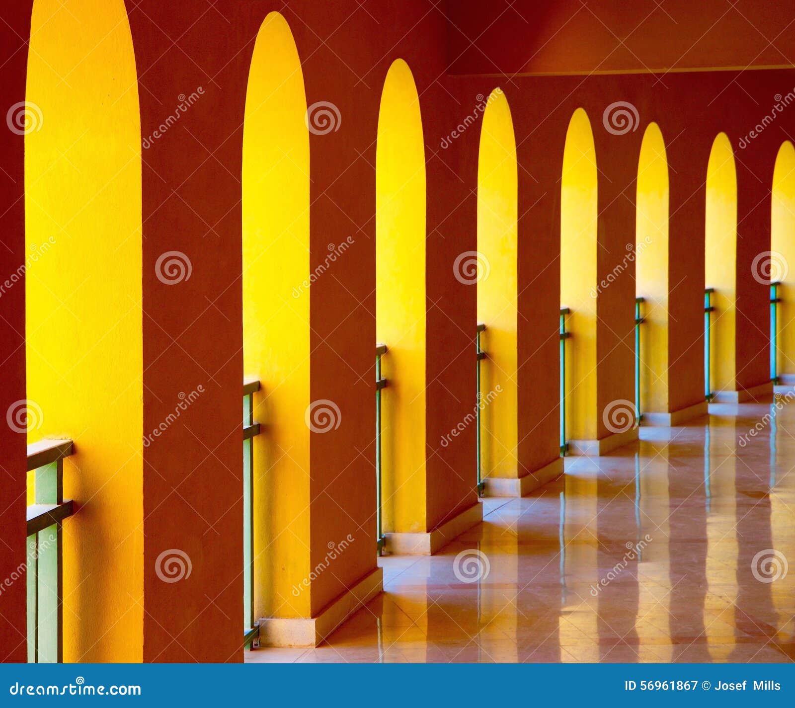 Balcony With Arches And Colonnade At Abandoned Mansion. Bottom View ...