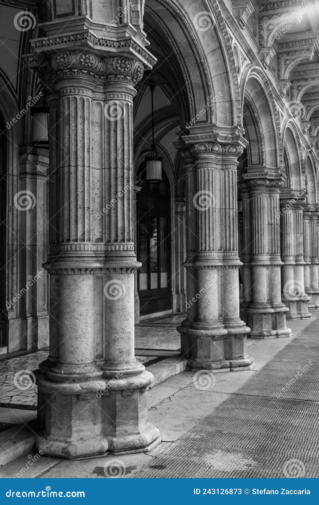 Arches of the Vienna Opera House, Austria Stock Image - Image of street ...