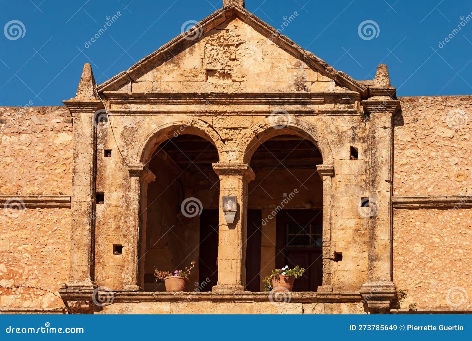 Arches Windows of Orthodox Monastery , Crete, Greece Stock Image ...