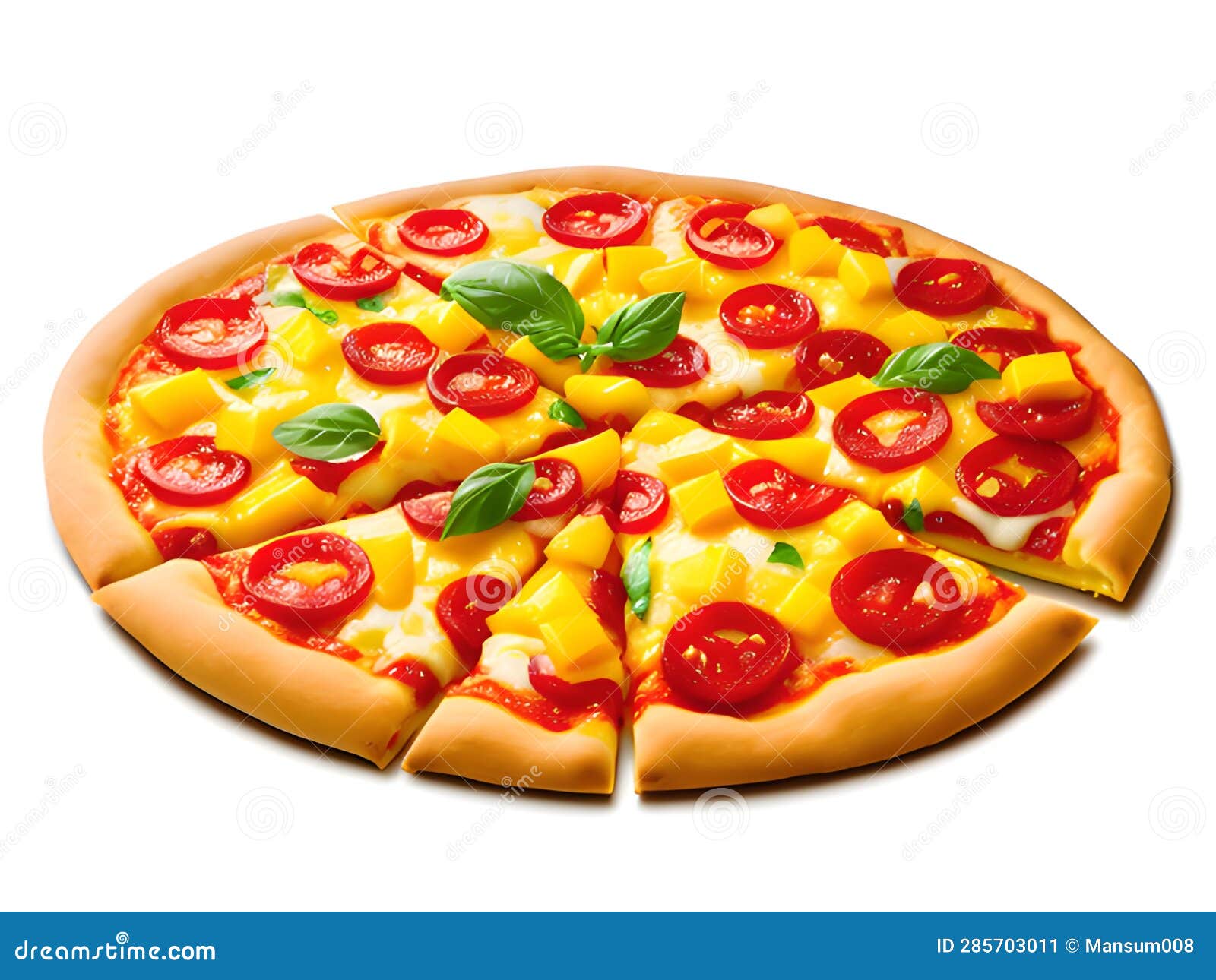 The Archetype of a Thin-crust Pizza Pie on White Background, Ai ...