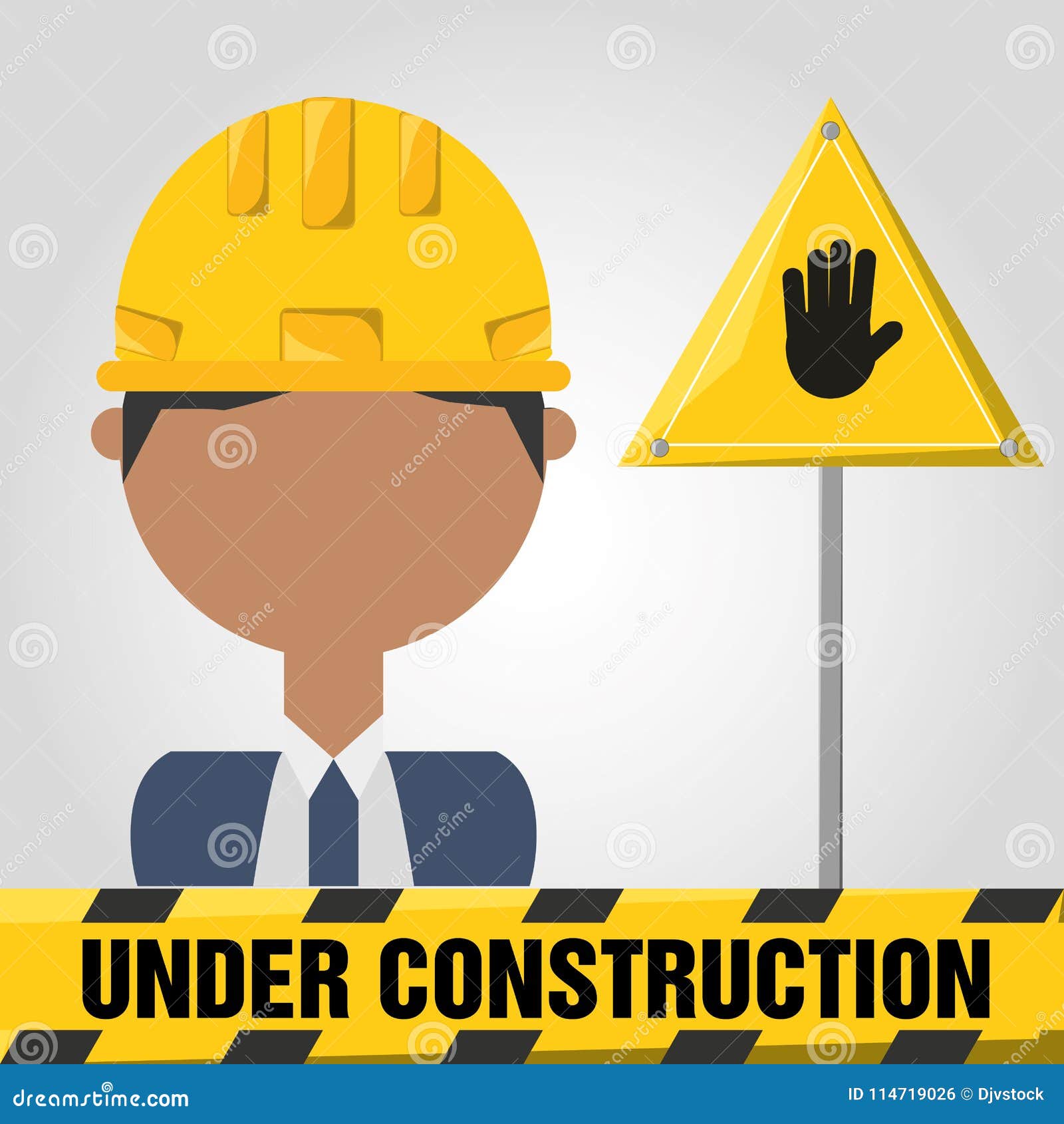 Archictec Man Under Construction Concept Stock Vector - Illustration of ...