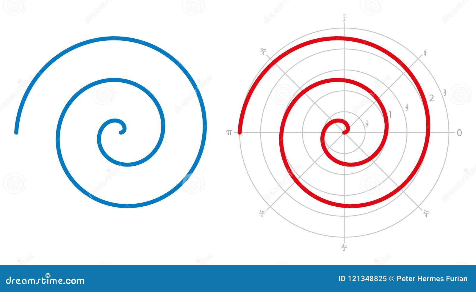 Archimedean Spiral, Arithmetic Spiral, Over White Stock Vector ...