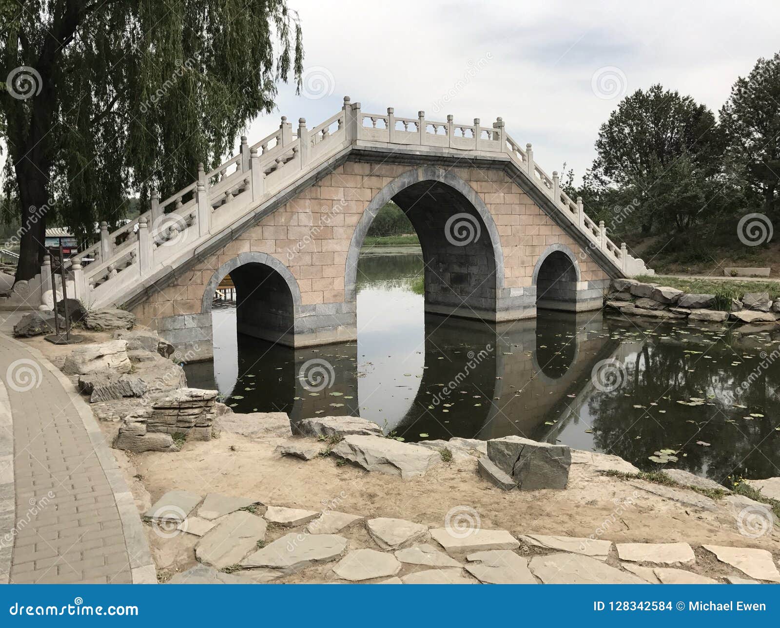 Arching Bridge stock photo. Image of pond, water, arching - 128342584