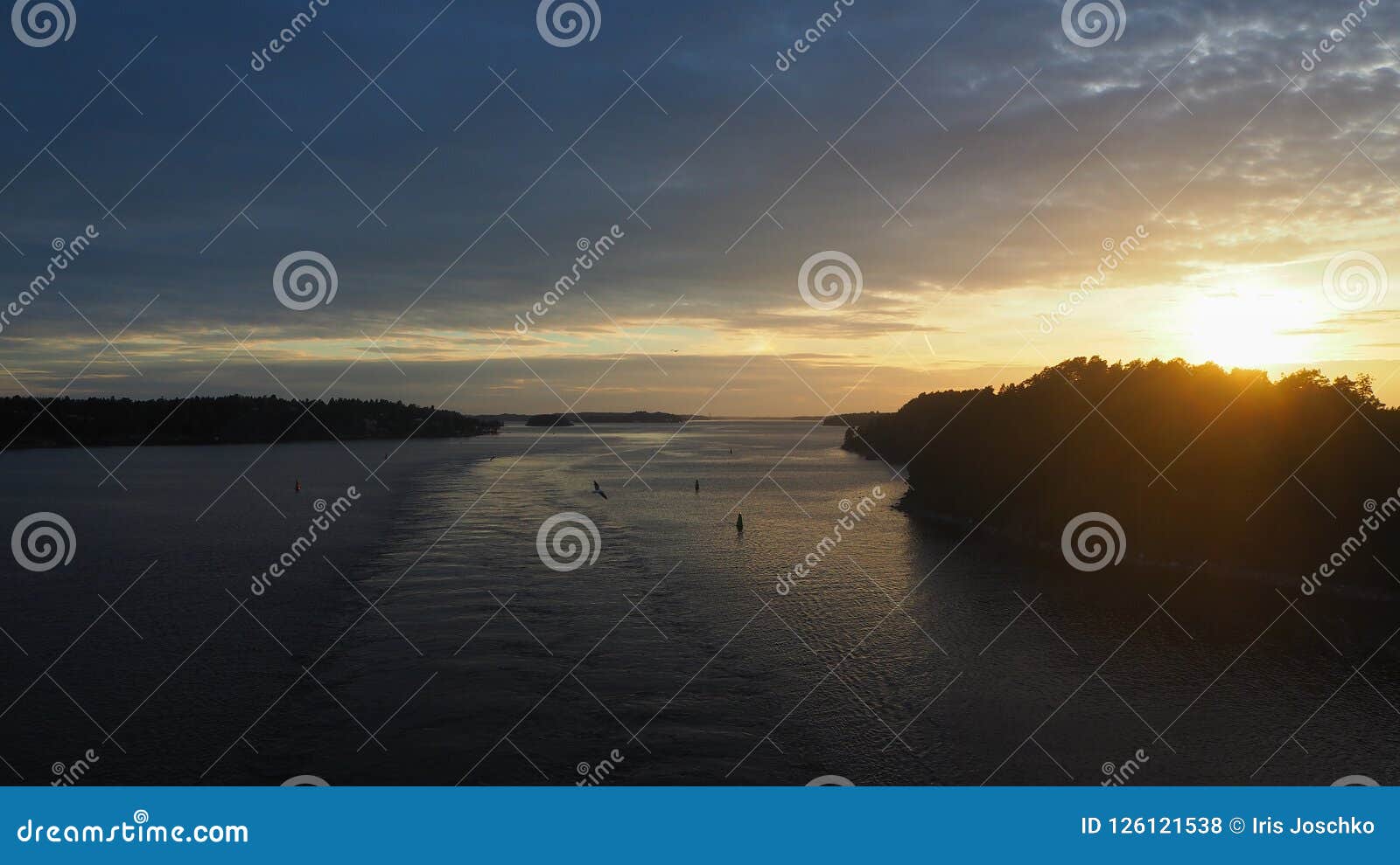 Archipelago sea at sunset stock photo. Image of island - 126121538