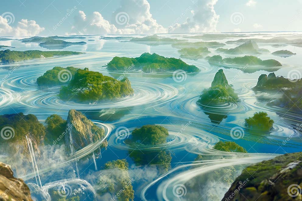 Windy Floating Islands, AI-generated. Stock Photo - Image of landscape ...