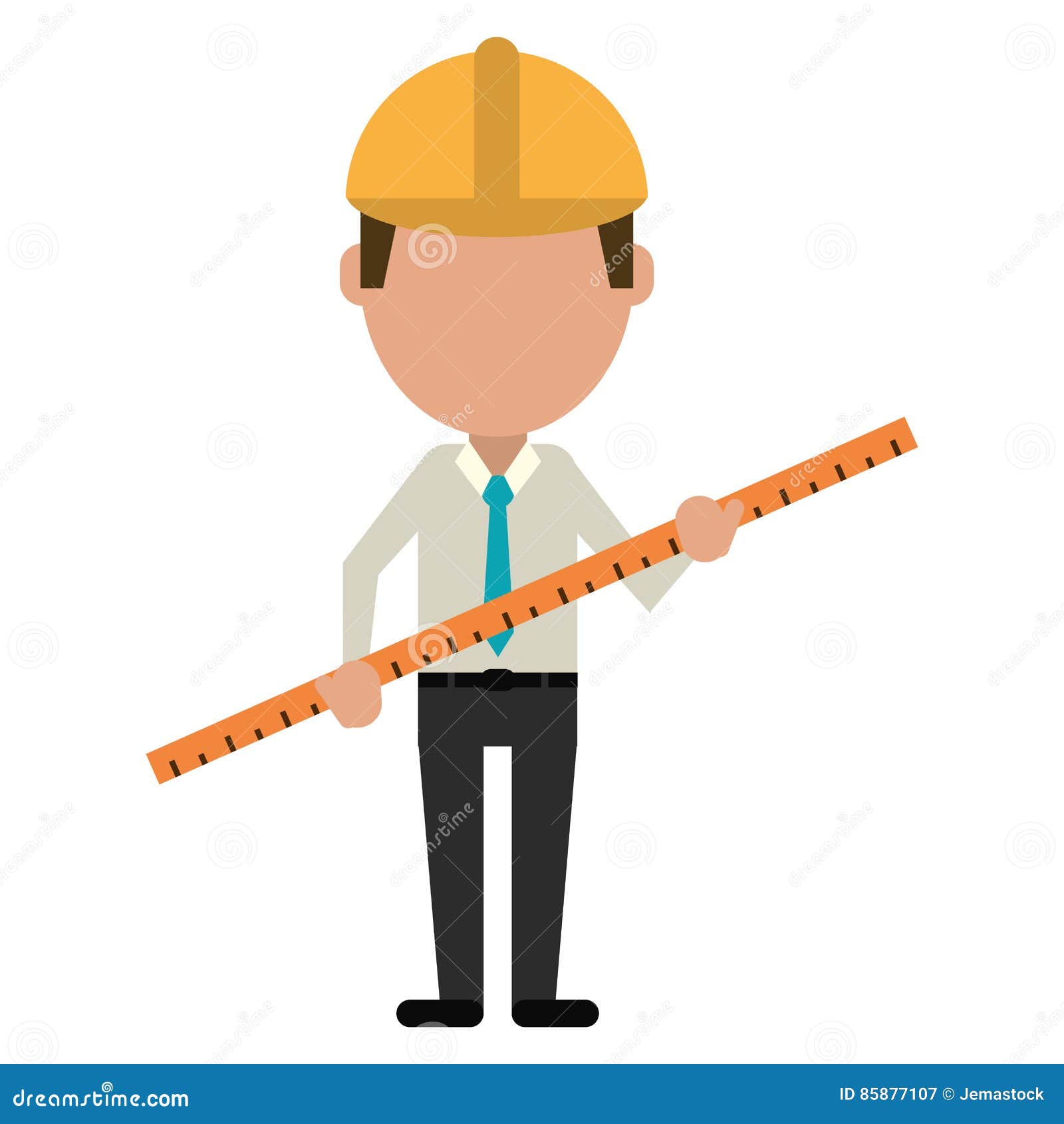 Architec Man Construction Ruler Large Stock Vector - Illustration of ...