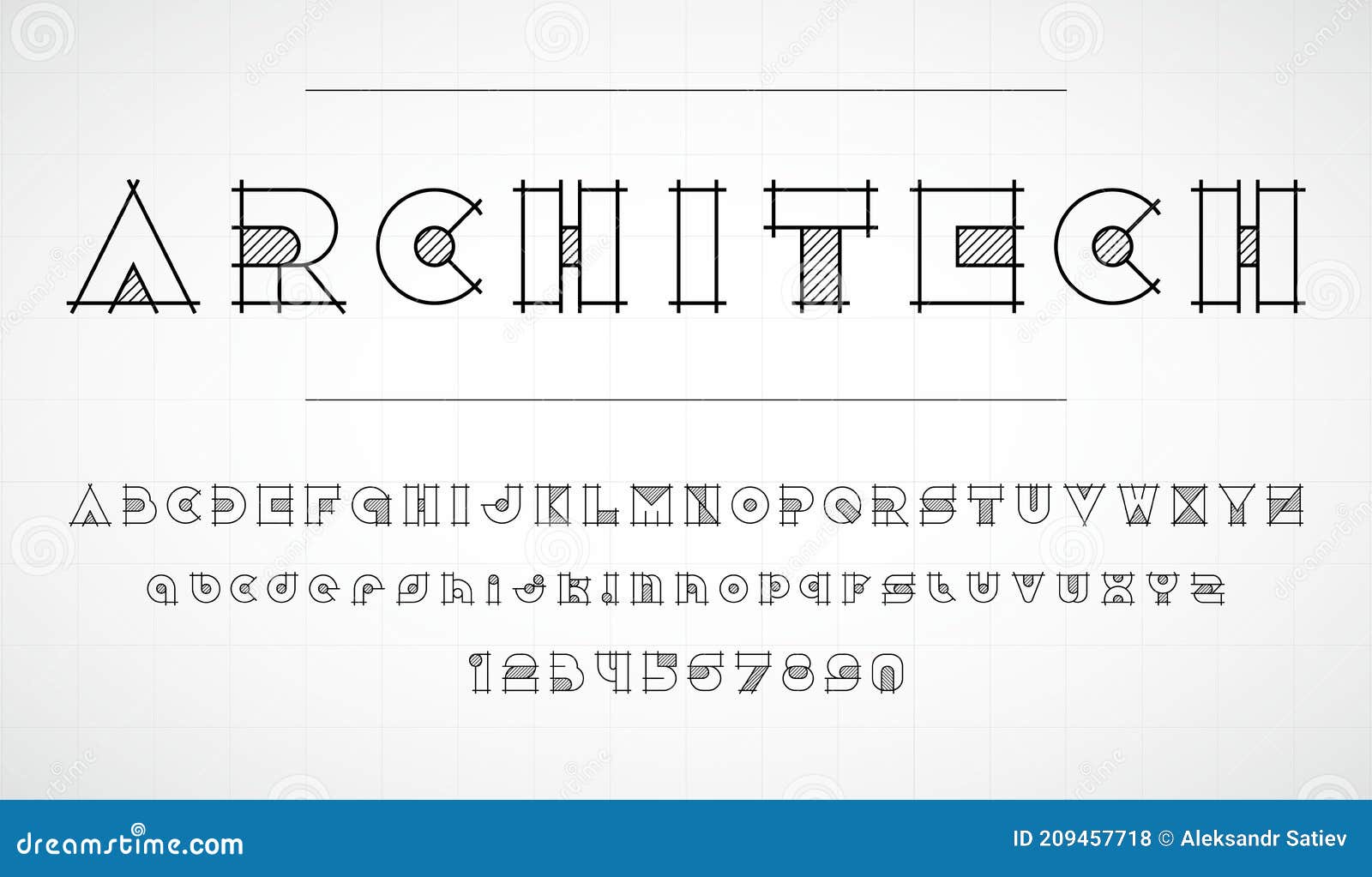 Architech Graphic Black and White Linear Font Stock Vector ...