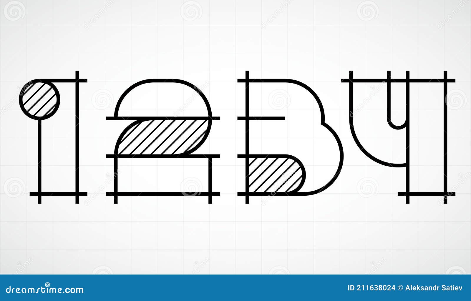 Architech Graphic Linear Font with Big Numbers 1234 Stock Vector ...