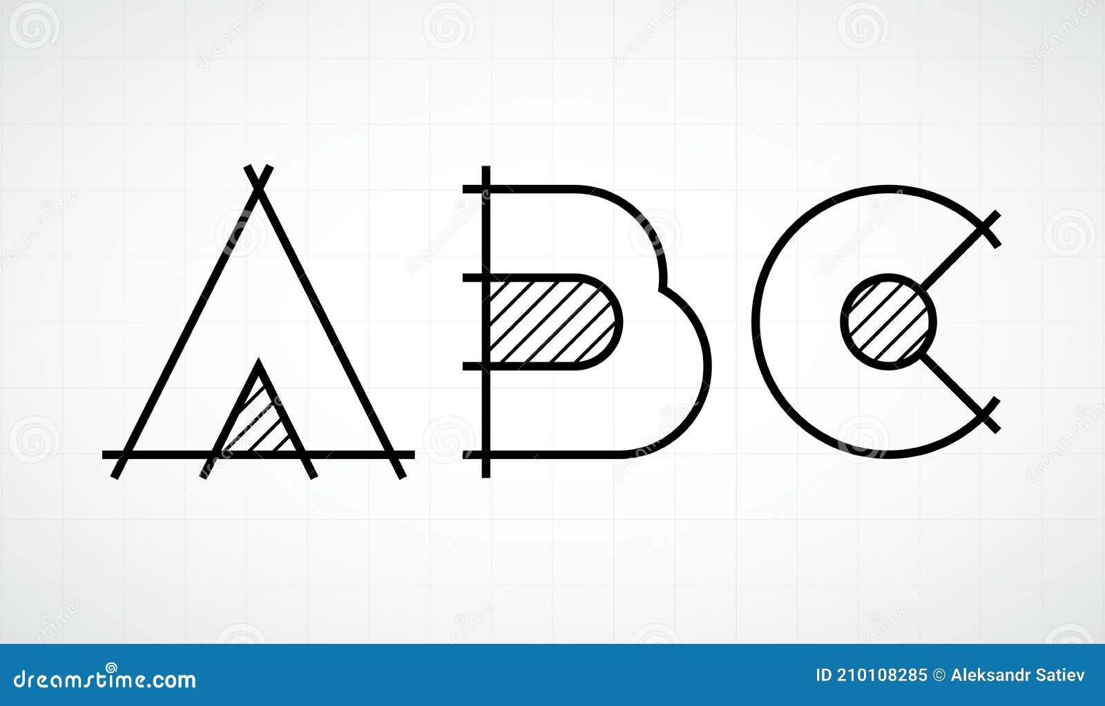 Architech Graphic Linear Font With Letters Abc Cartoon Vector ...
