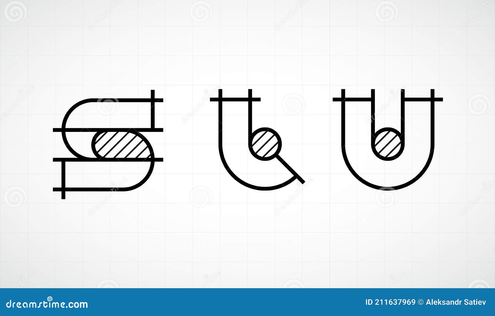 Architech Graphic Linear Font with Lower Case Letters Stu Stock Vector ...