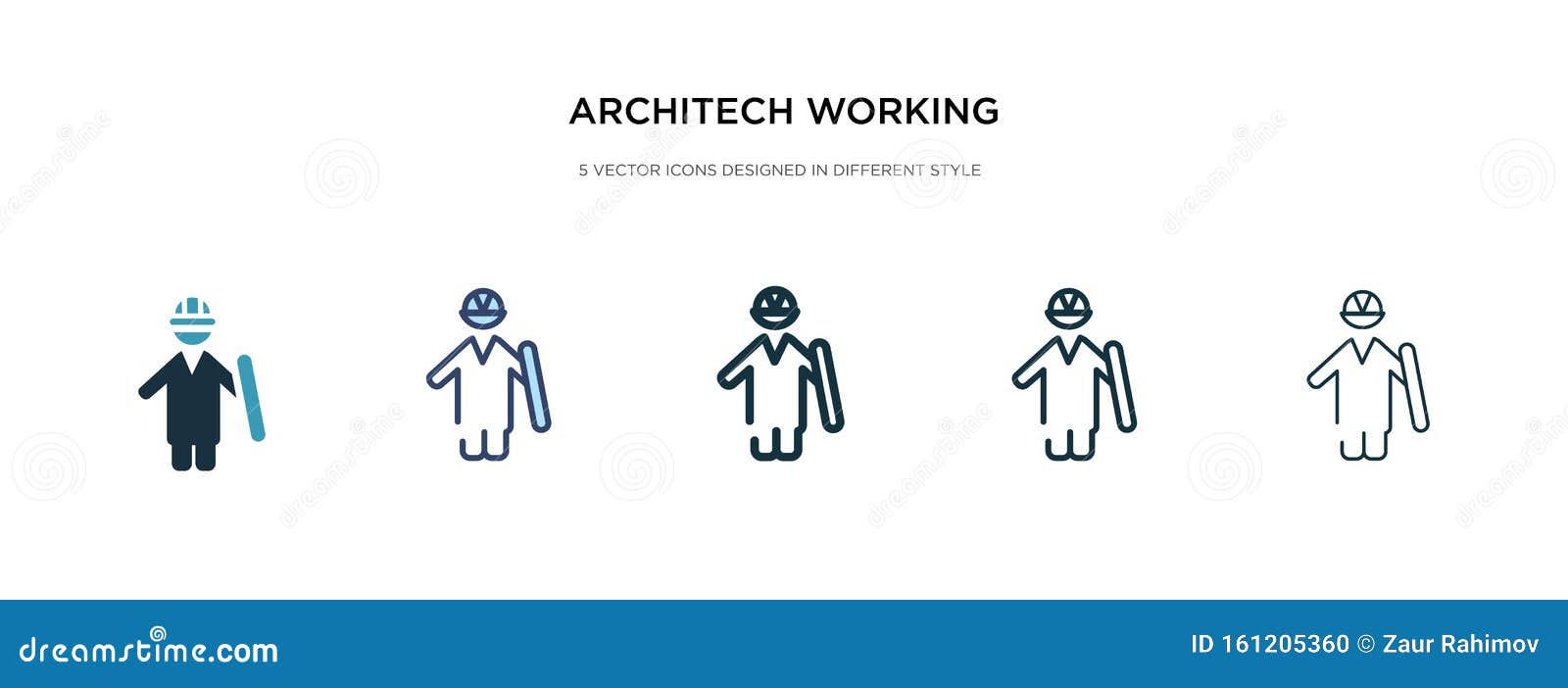 Architech Working Icon in Different Style Vector Illustration. Two ...