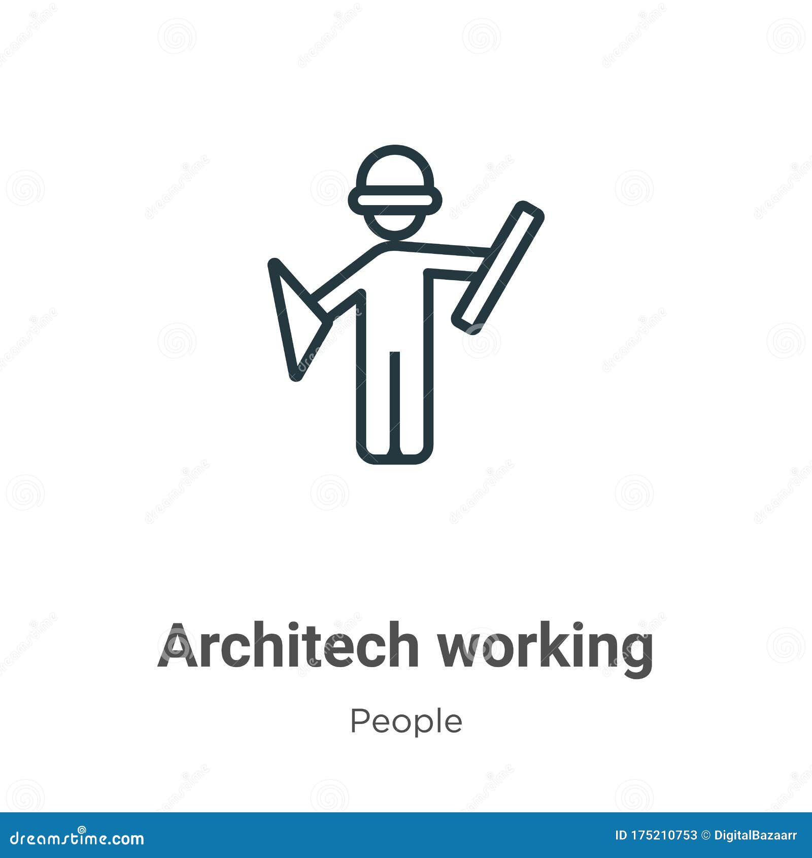 Architech Working Outline Vector Icon. Thin Line Black Architech ...