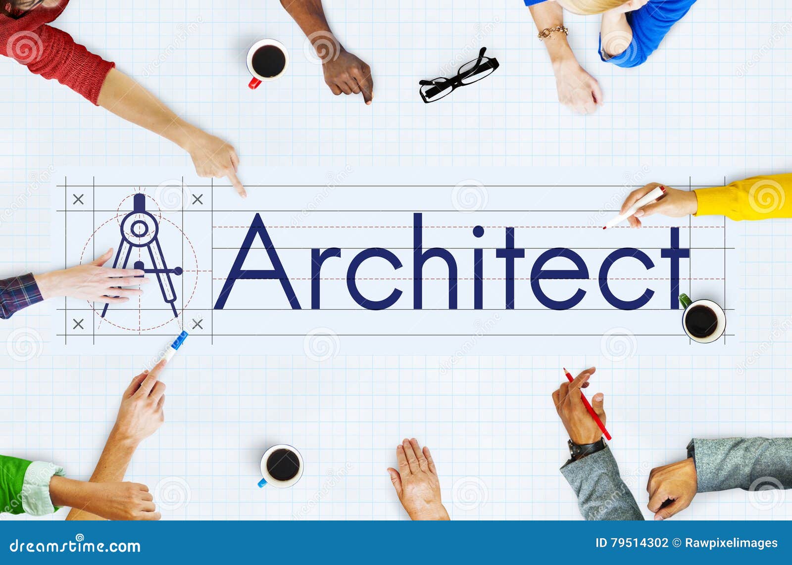 Architect Architecture Compass Construction Concept Stock Photo - Image ...