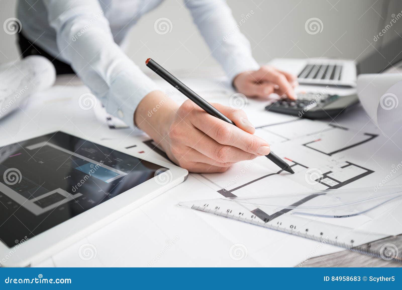 Architect Architecture Drawing Project Blueprint Working Design Stock ... Architect Architecture Drawing Project Blueprint Working Design Stock ...