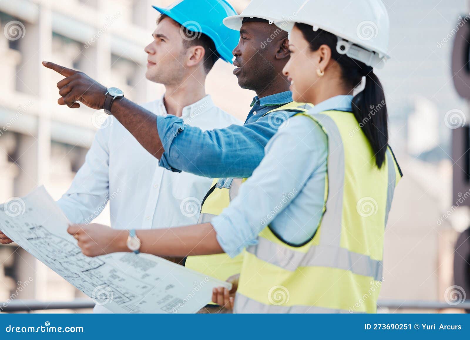 Architect, Blueprint or Building Engineer Meeting or Planning Architecture Design Strategy. Team ...