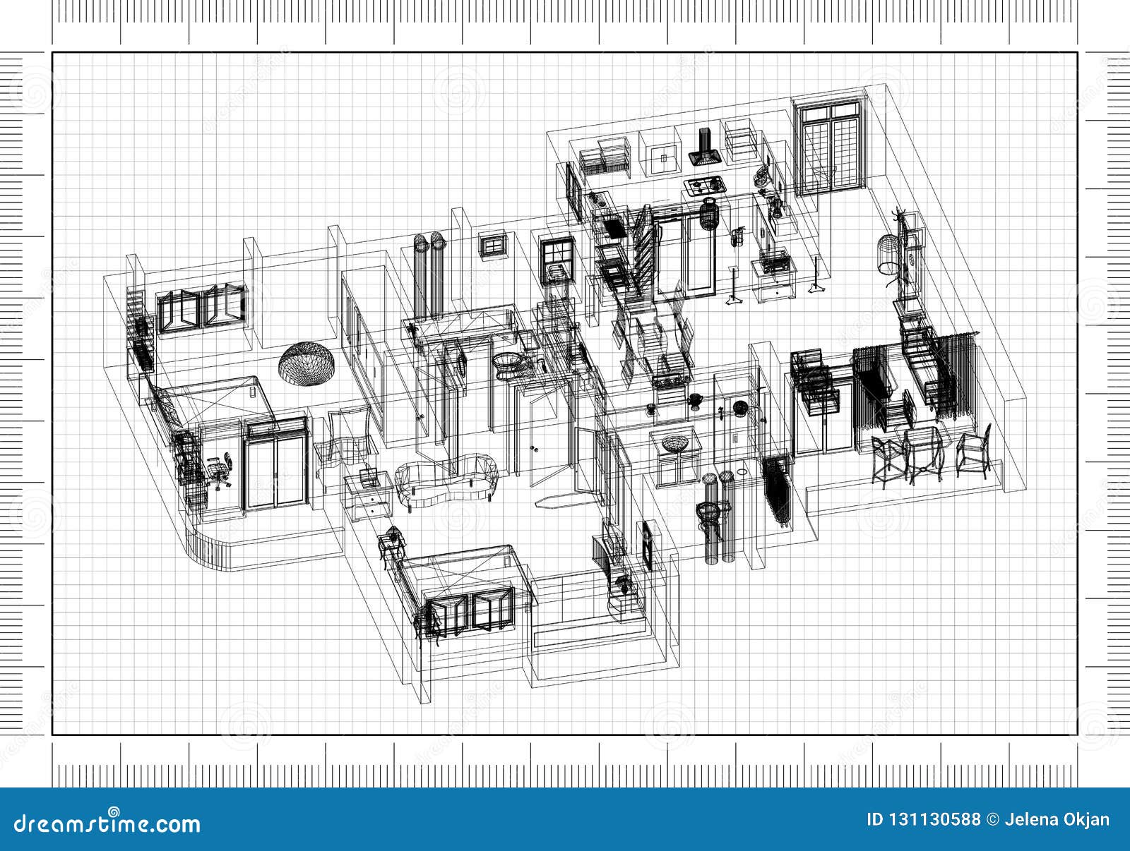 Architect blueprint stock illustration. Illustration of drawing - 131130588