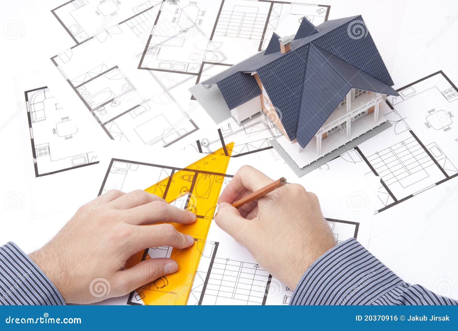 Architect with blueprints stock photo. Image of object - 20370916