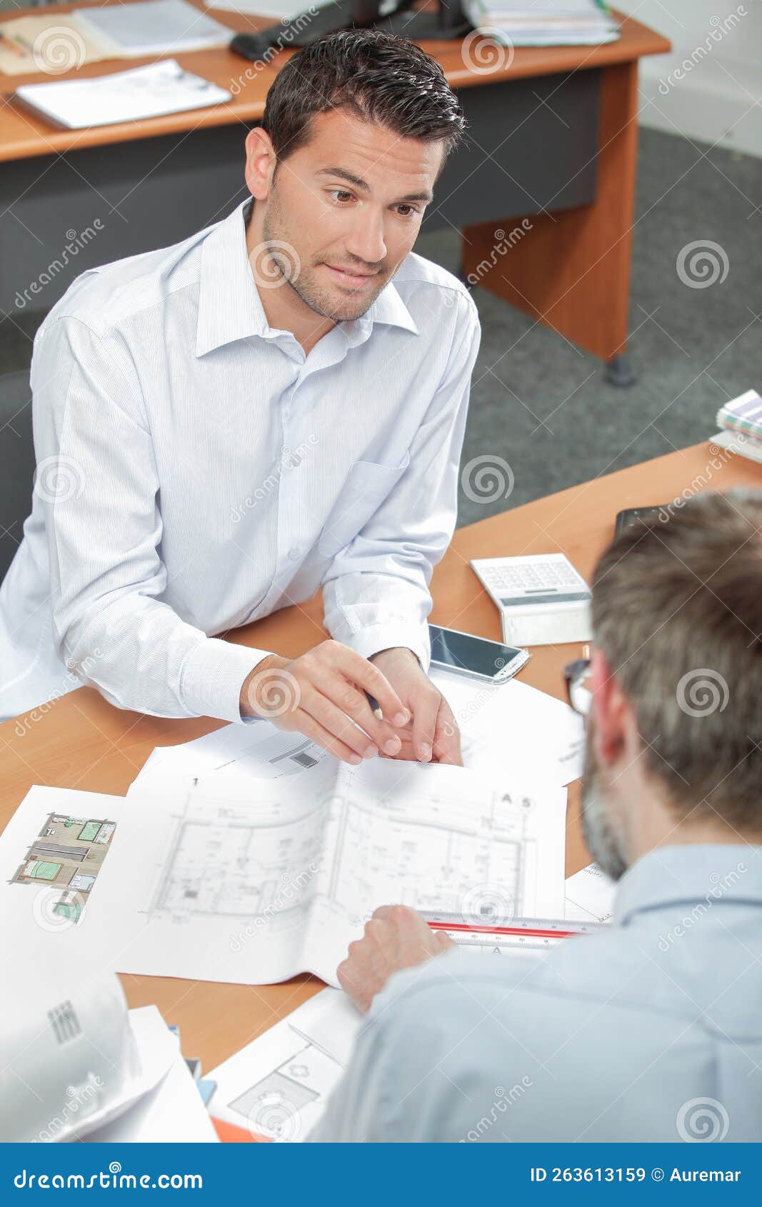 Architect with Boss during Meeting Stock Image - Image of smiling ...