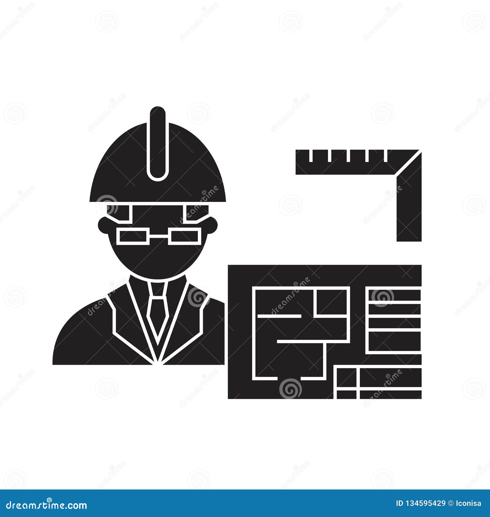 Architect Builder Black Vector Concept Icon. Architect Builder Flat ...