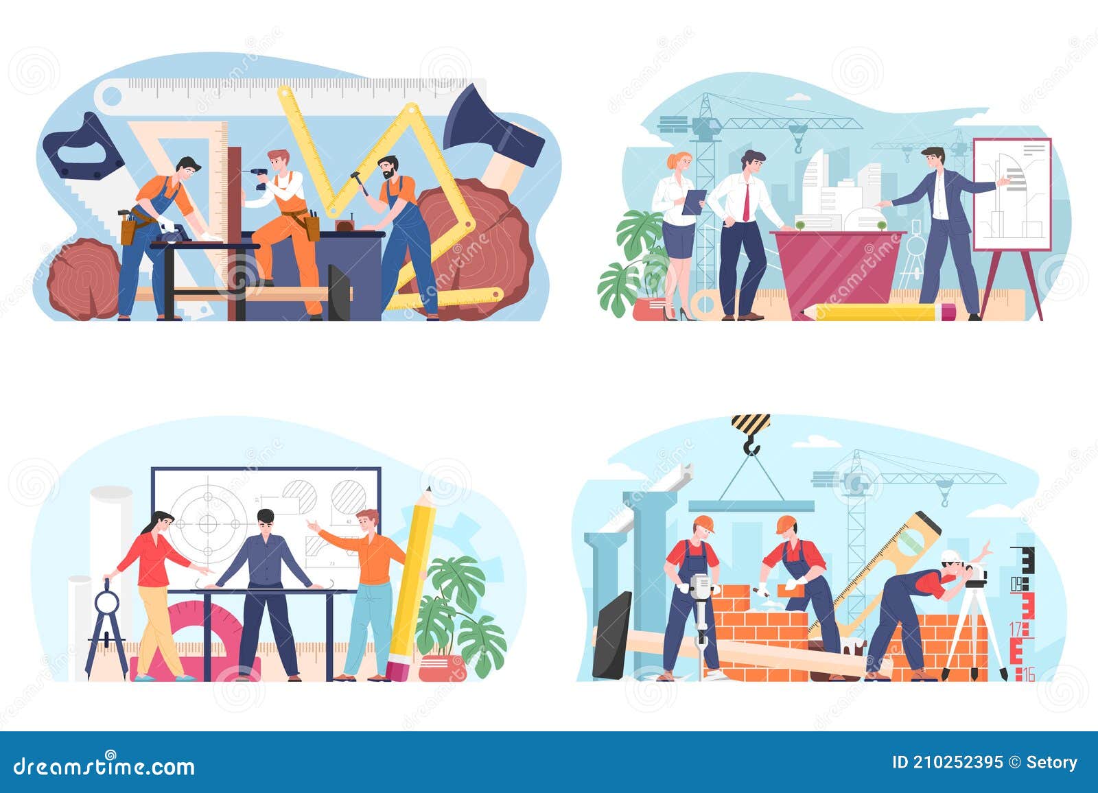 Architect, Builder, Carpenter and Engineer Concept Stock Vector ...