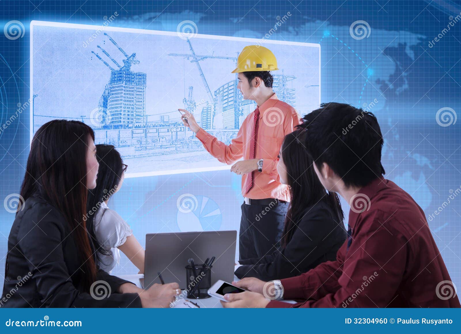 Blue Architect Grid Paper. Graph Empty Blueprint Sheet. Vector ...