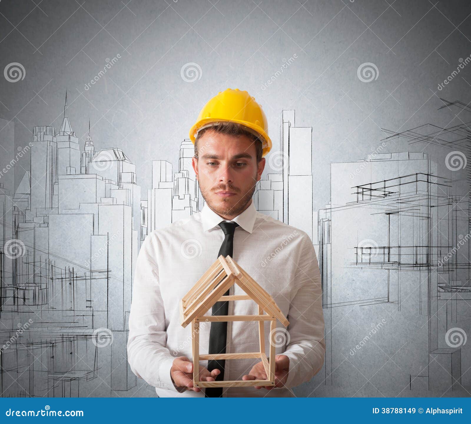 Architect with Building Project Stock Image - Image of manager ...