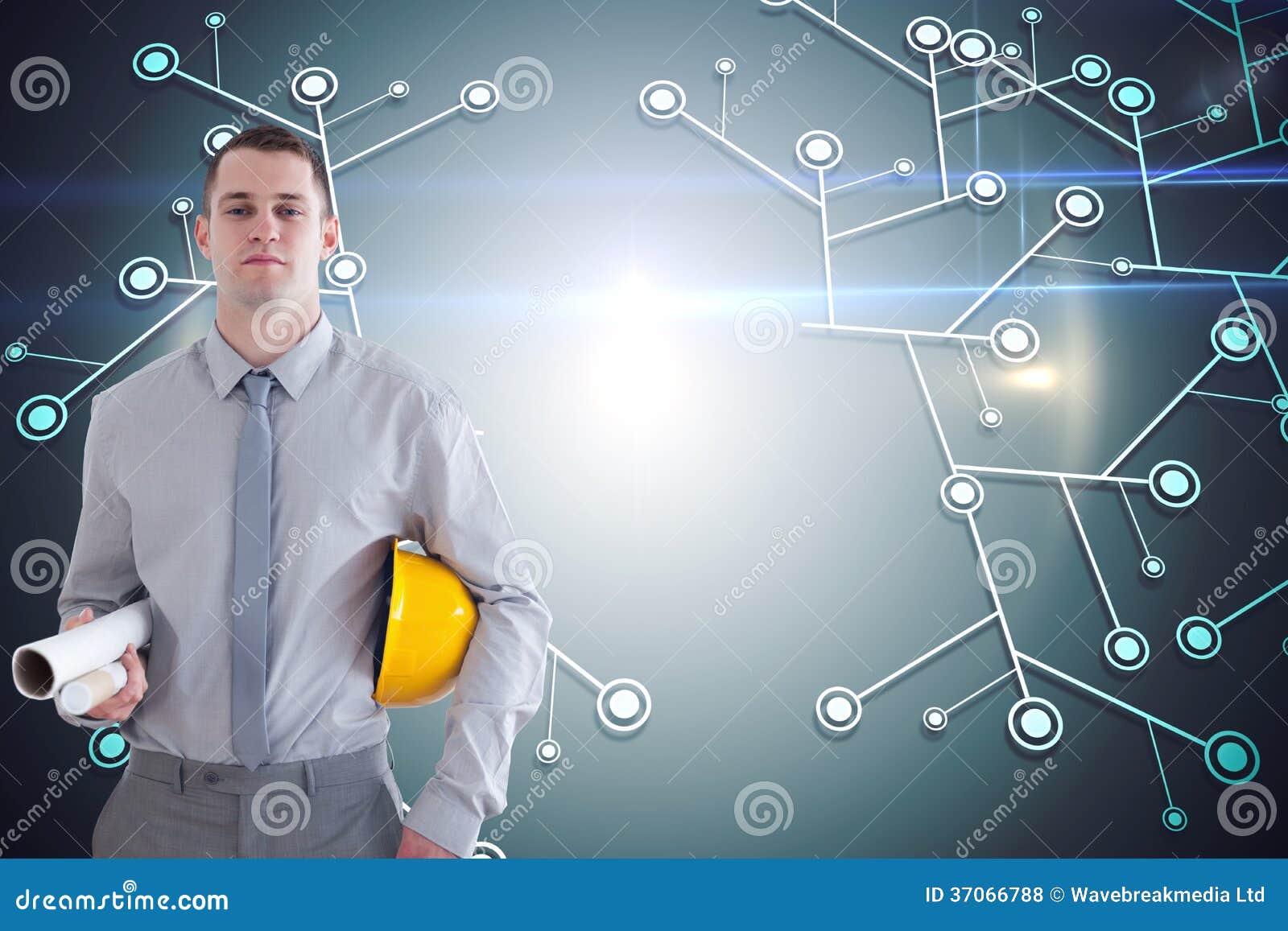 Architect Carrying Construction Plans and Helm Stock Photo - Image of ...