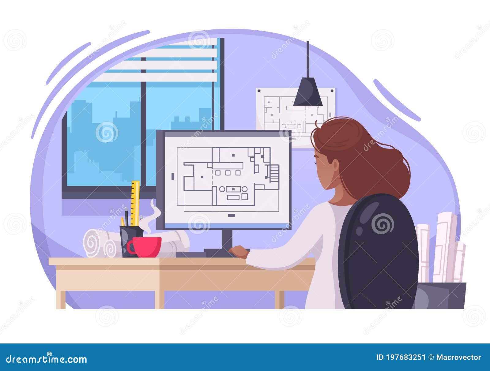 Architect Cartoon Character Stock Illustration - Illustration of female ...